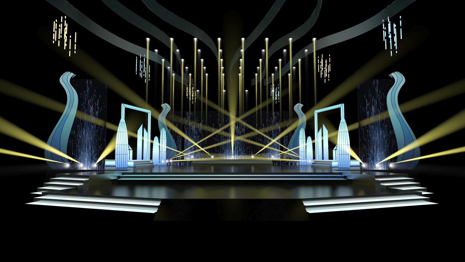 modelo 3d Virtual Stage Stage Truss Meeting Hall Wedding Show Concert ...