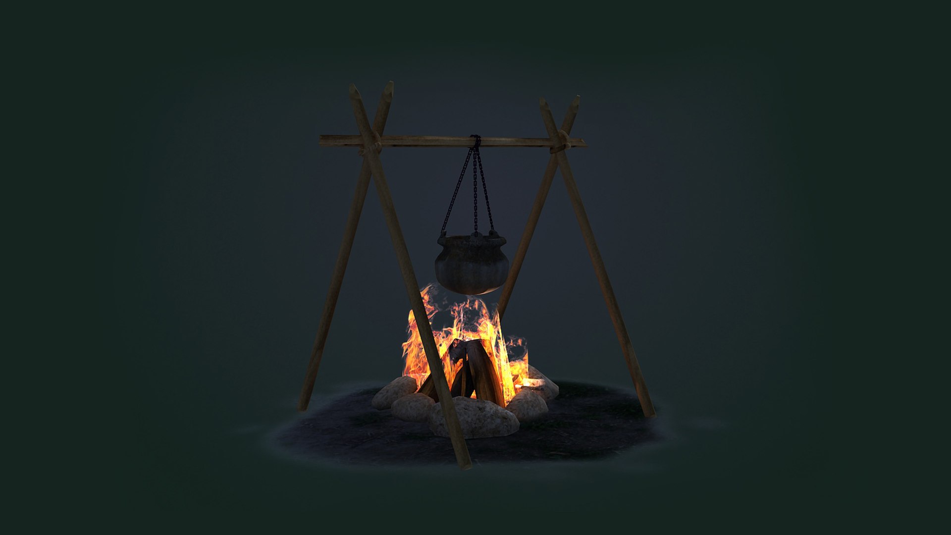 Camp Fire Game Wood Settlement Prop Bonfire Fireplace Firewood 3D Model ...