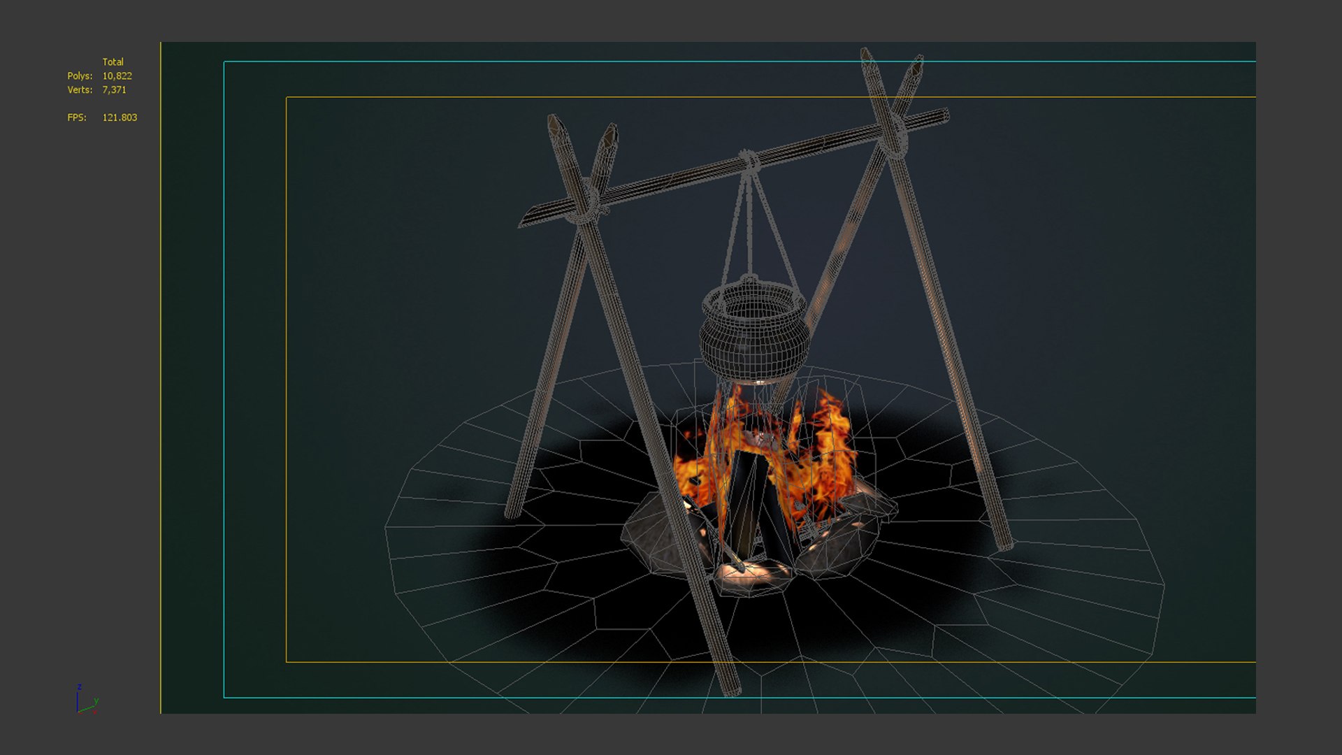 Camp Fire Game Wood Settlement Prop Bonfire Fireplace Firewood 3D Model ...