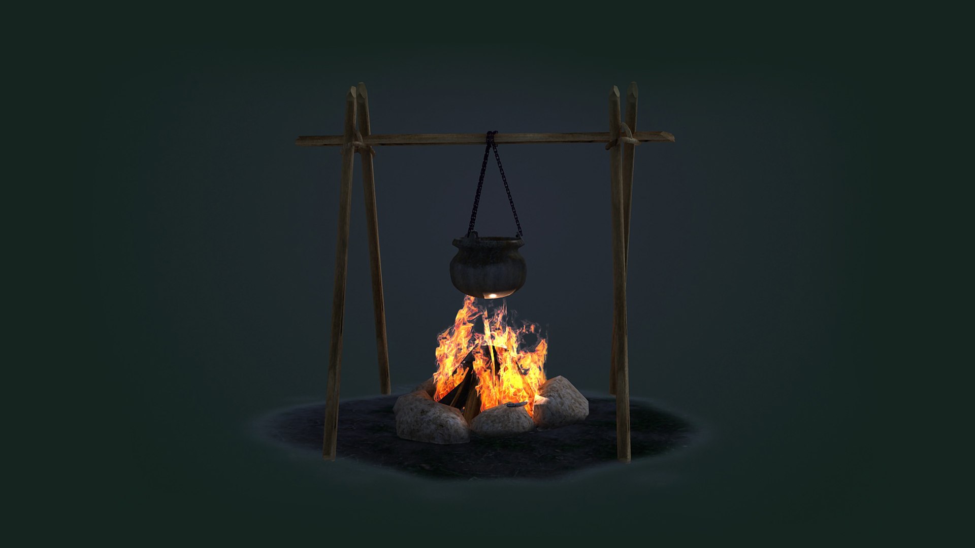 Camp Fire Game Wood Settlement Prop Bonfire Fireplace Firewood 3D Model ...