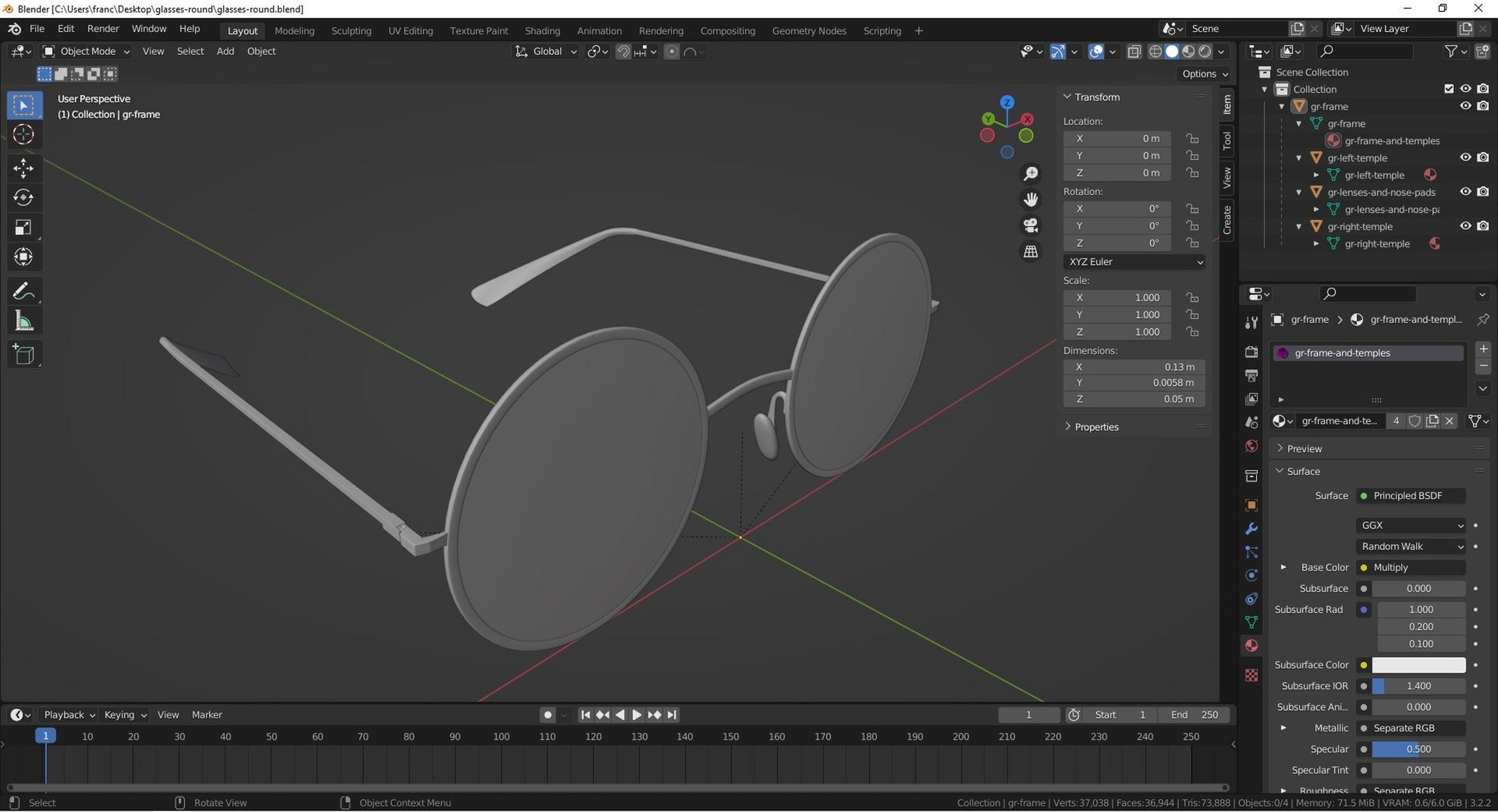 Glasses Round 3D Model - TurboSquid 1949181