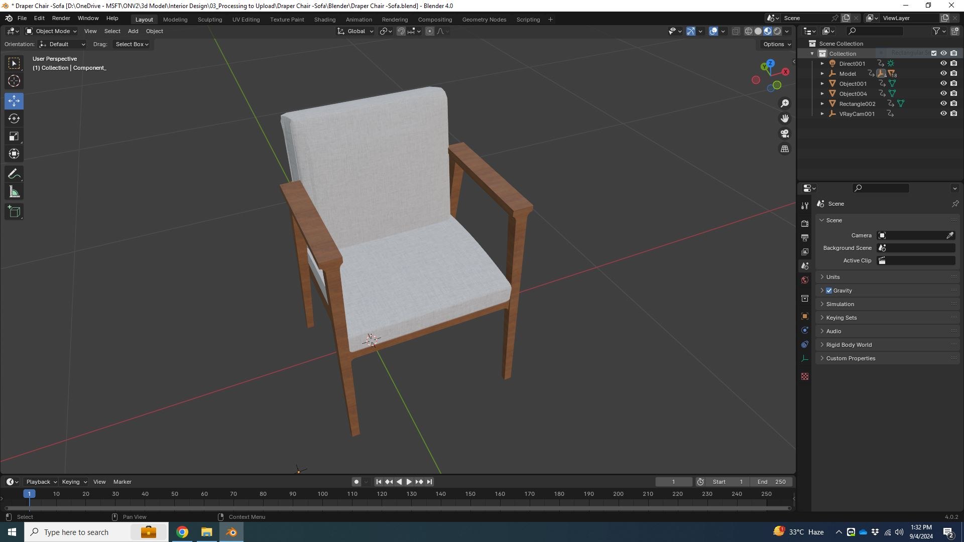 3D Model Draper Chair -Sofa - TurboSquid 2276757