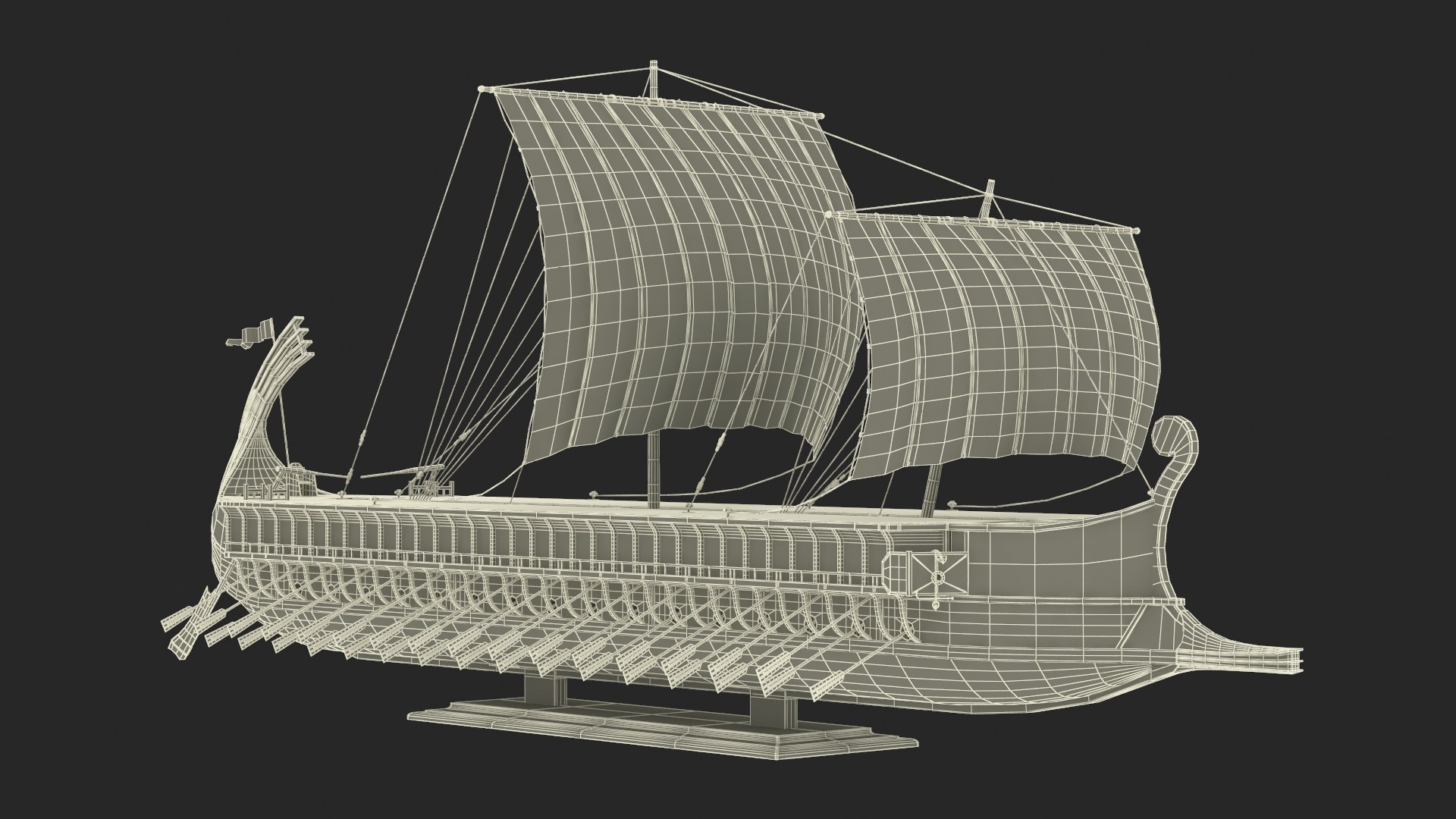 Miniature Roman Galley White Sails On Stand 3D - TurboSquid 2425099