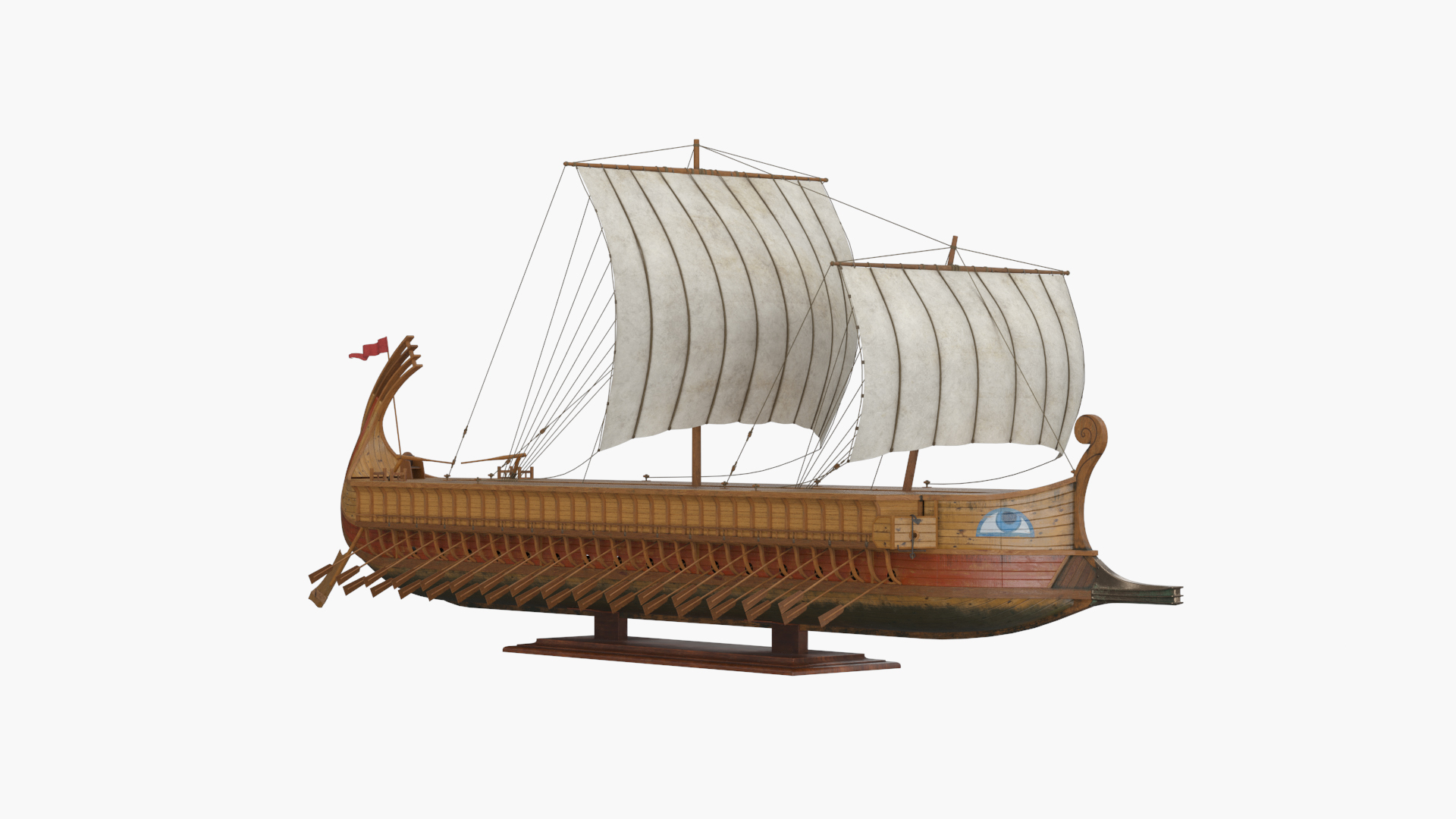 Miniature Roman Galley White Sails On Stand 3D - TurboSquid 2425099