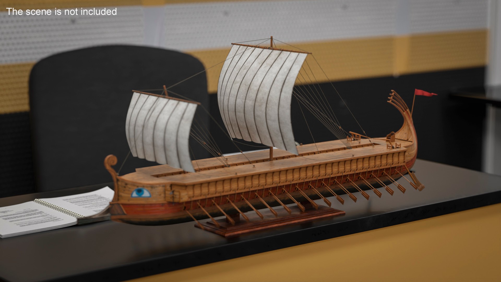 Miniature Roman Galley White Sails On Stand 3D - TurboSquid 2425099