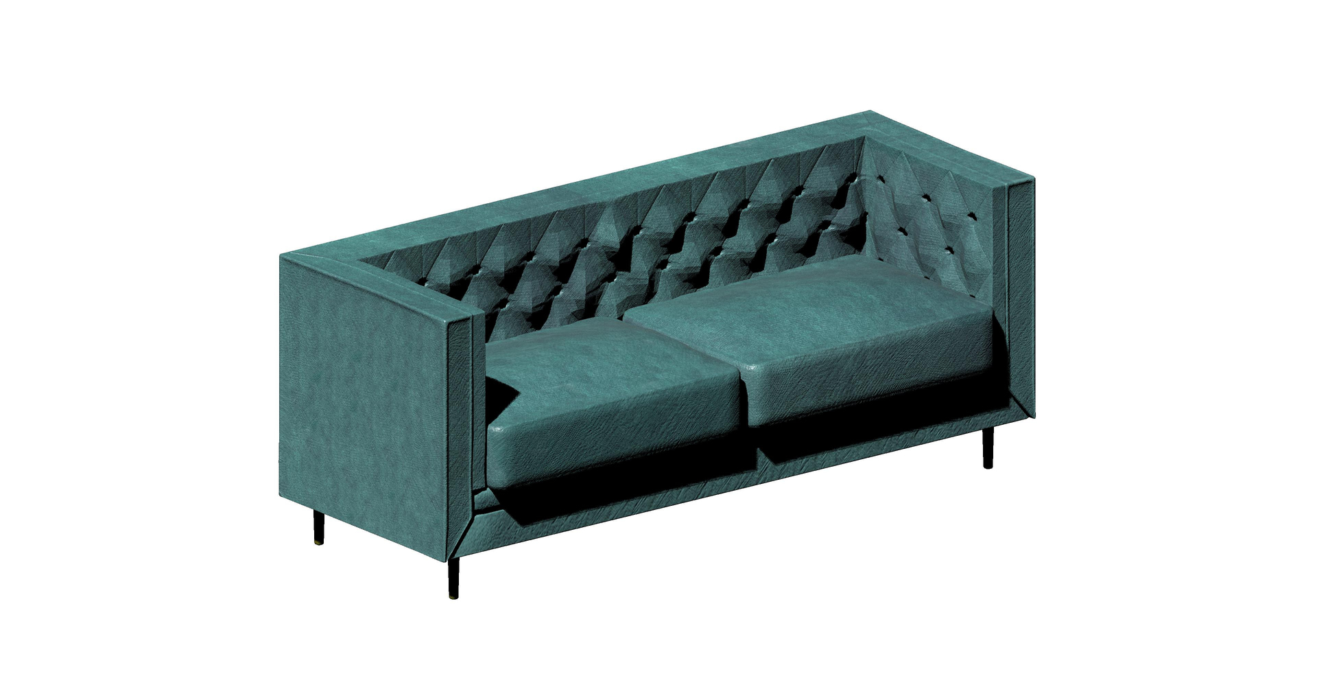Green corner capitone sofa 3D - TurboSquid 1990576