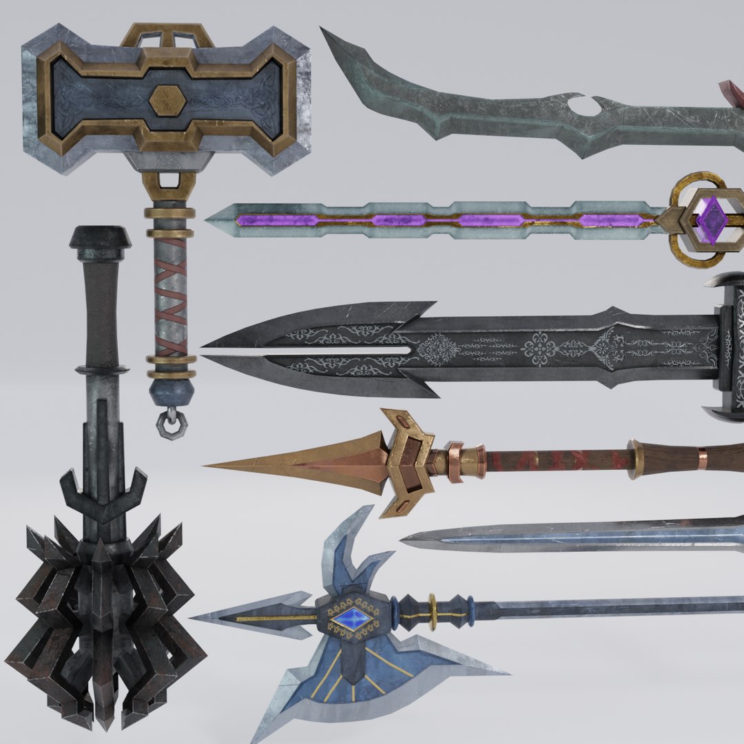Semi Stylized Fantasy Weapon Pack 2 3D Model - TurboSquid 2161653
