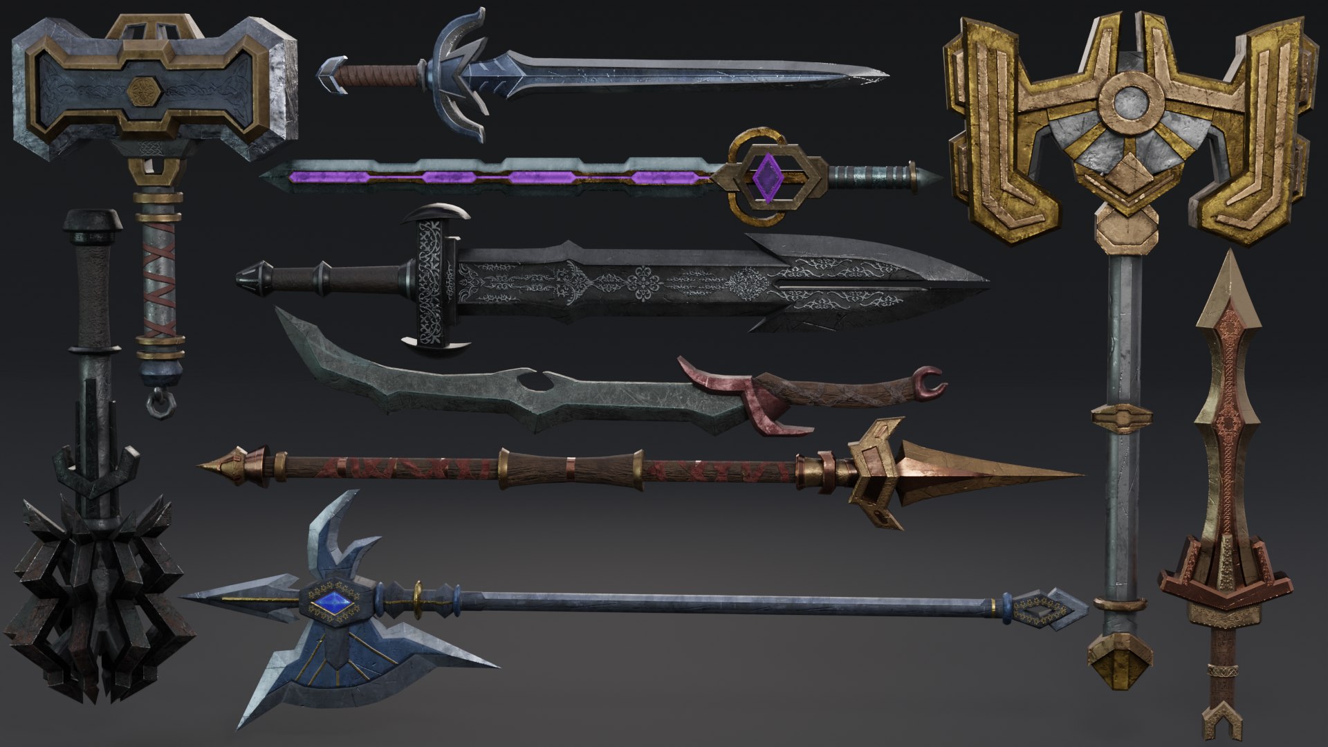 Semi Stylized Fantasy Weapon Pack 2 3D Model - TurboSquid 2161653