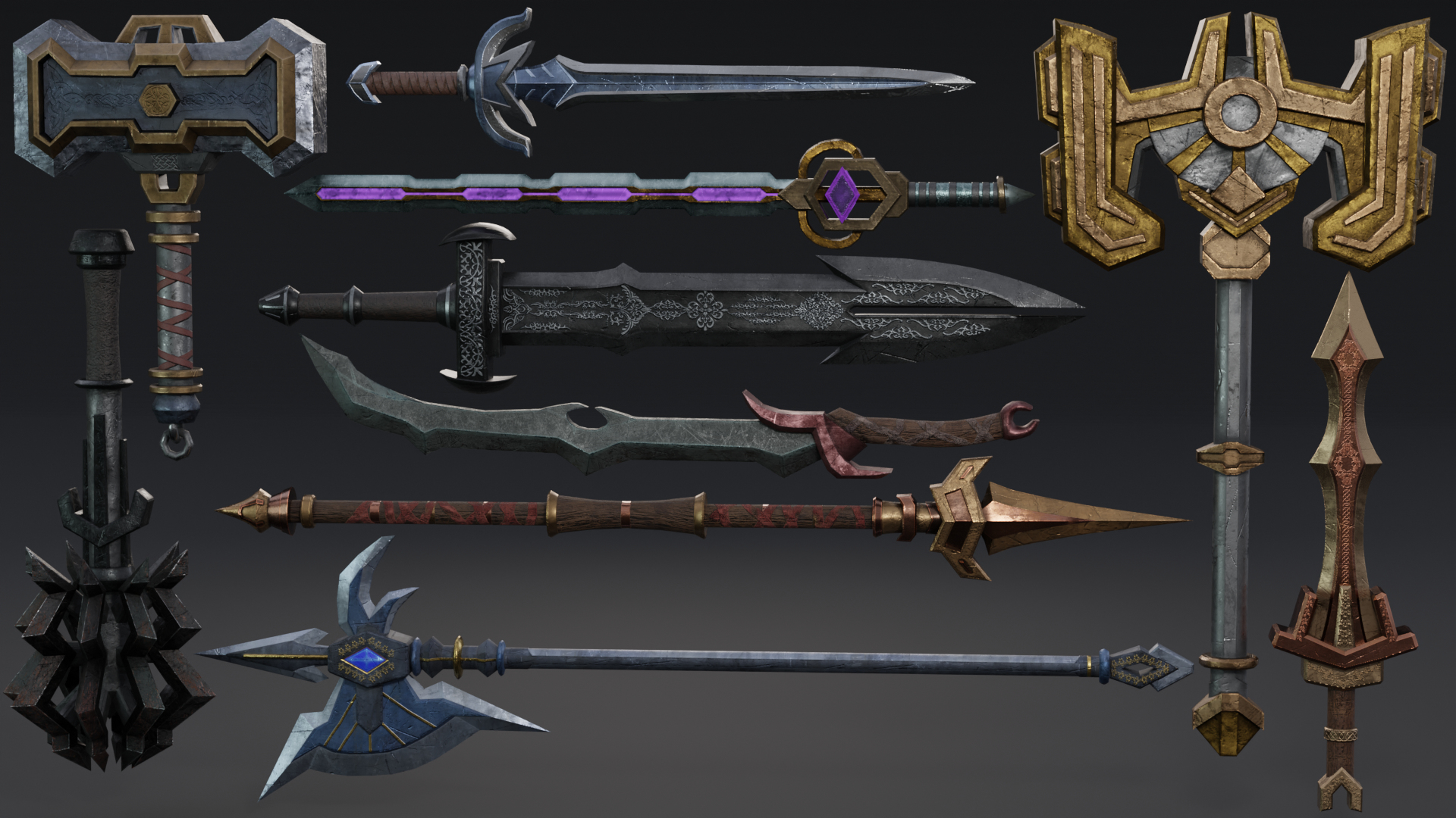Semi Stylized Fantasy Weapon Pack 2 3D Model - TurboSquid 2161653