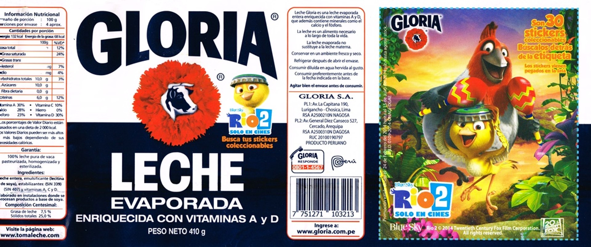 3d Gloria Milk Tin Lata