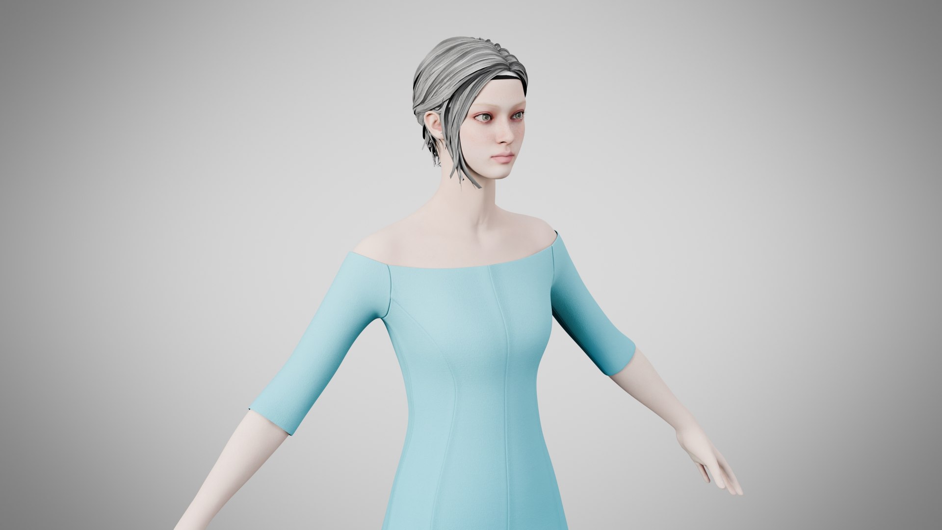 Dress 14 Sky Blue 3D Model - TurboSquid 2455339