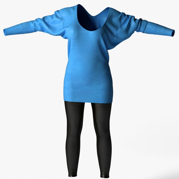 Casual Female Clothes Oversize Blouse Leather Pants 3D model ...