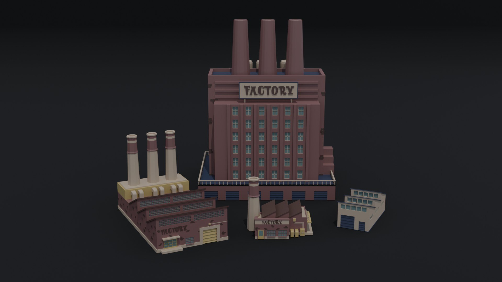 3D cartoon factory model - TurboSquid 1684006