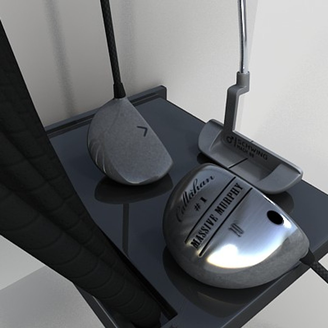 3d Set Golf Clubs Model