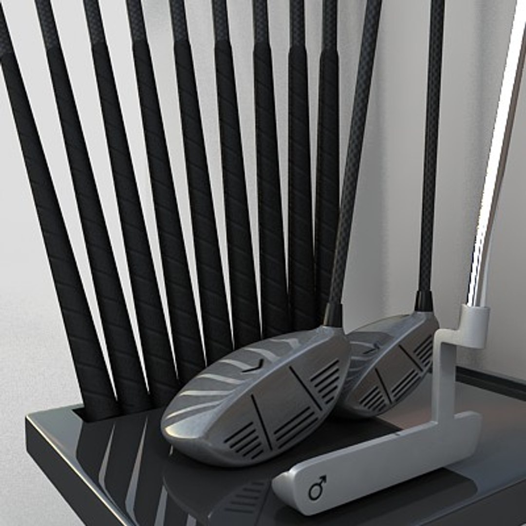 3d Set Golf Clubs Model