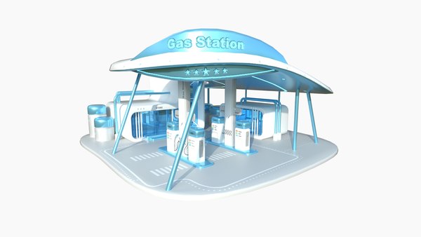 SciFi Gas Station A01 White Blue - Sci Fi Exterior Design 3D 모델 ...