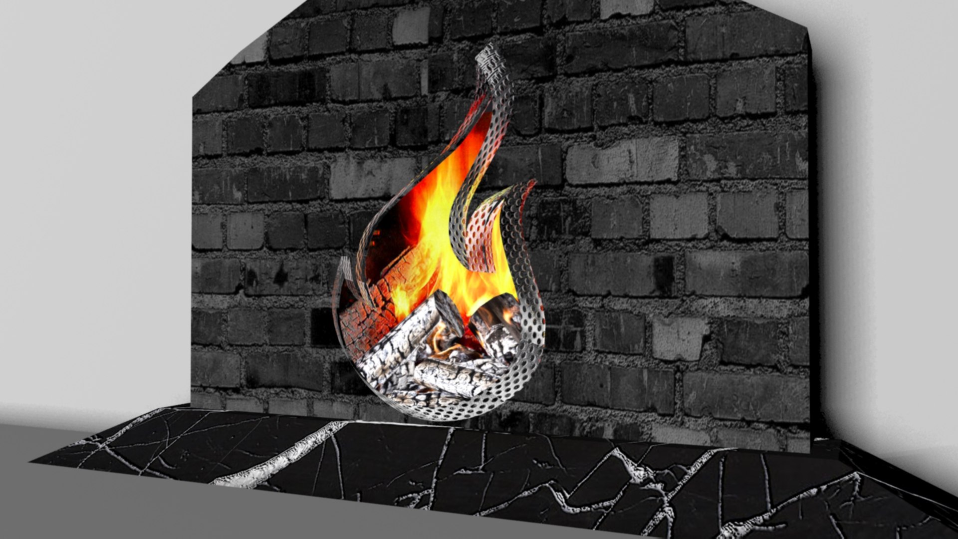 Free 3ds Model Custom Brick Fireplace Wood