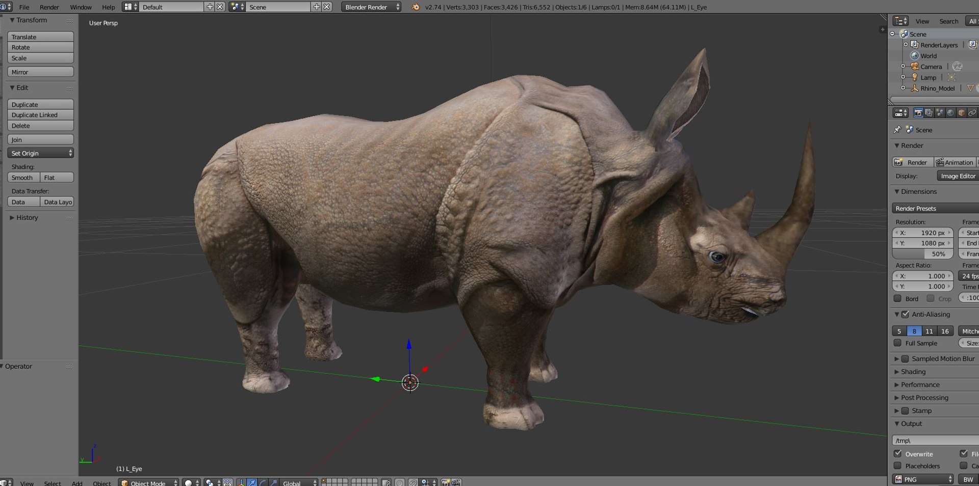3D Realistic Rhino - TurboSquid 1264135