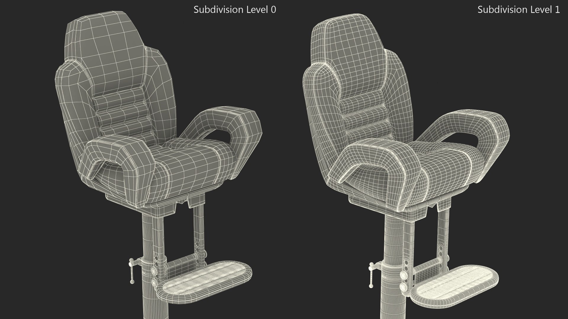 3D Captain Helm Chair With Footrest Black - TurboSquid 2337837