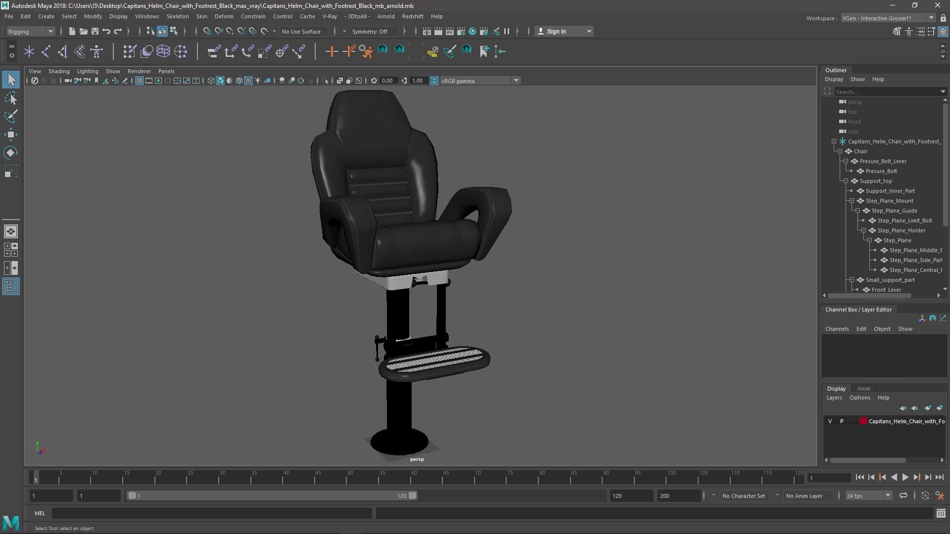 3D Captain Helm Chair With Footrest Black - TurboSquid 2337837