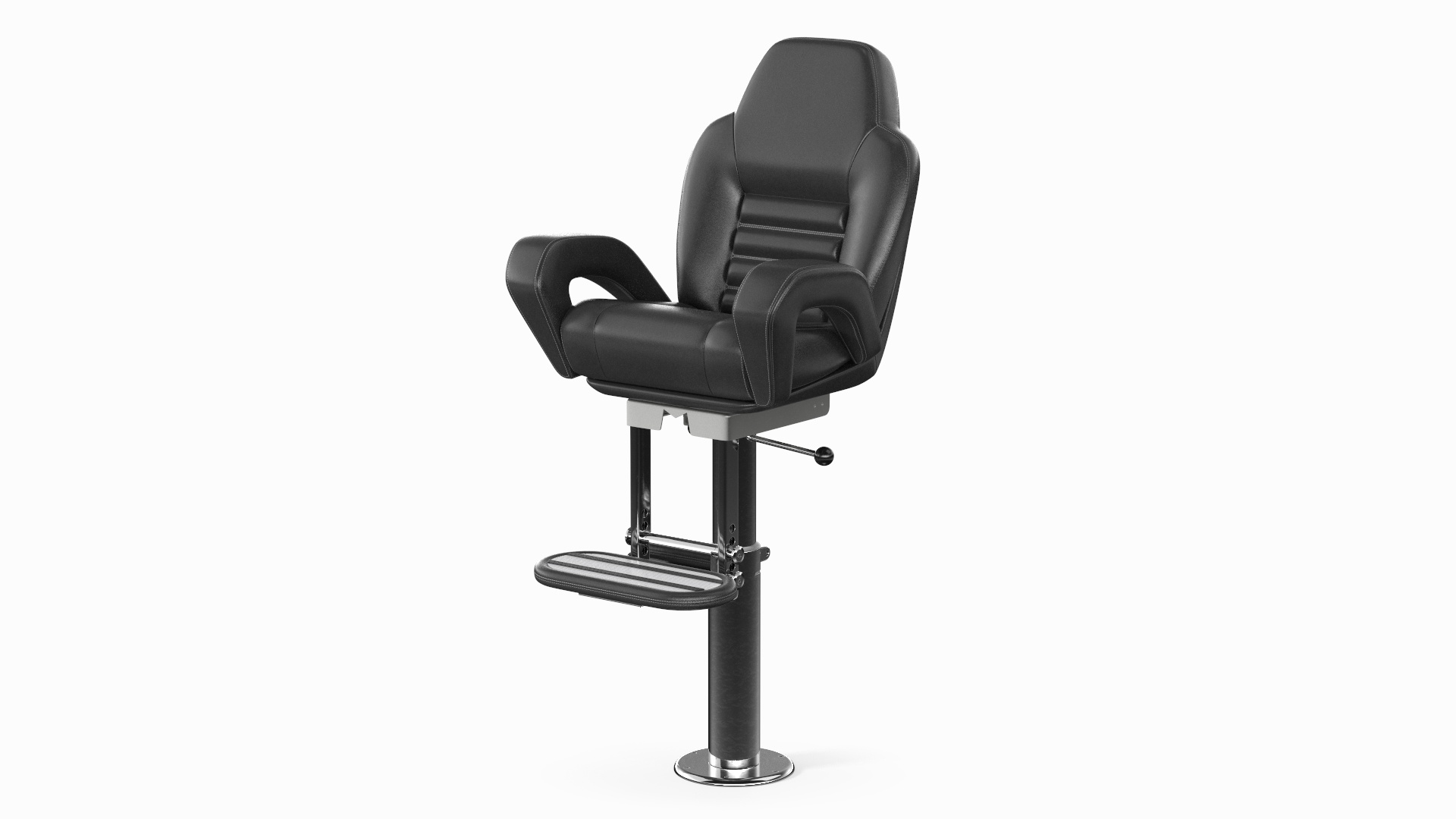 3D Captain Helm Chair With Footrest Black - TurboSquid 2337837