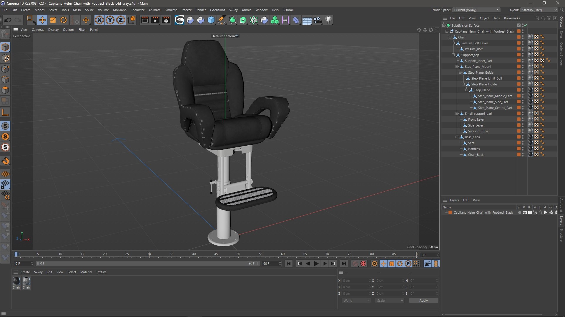 3D Captain Helm Chair With Footrest Black - TurboSquid 2337837