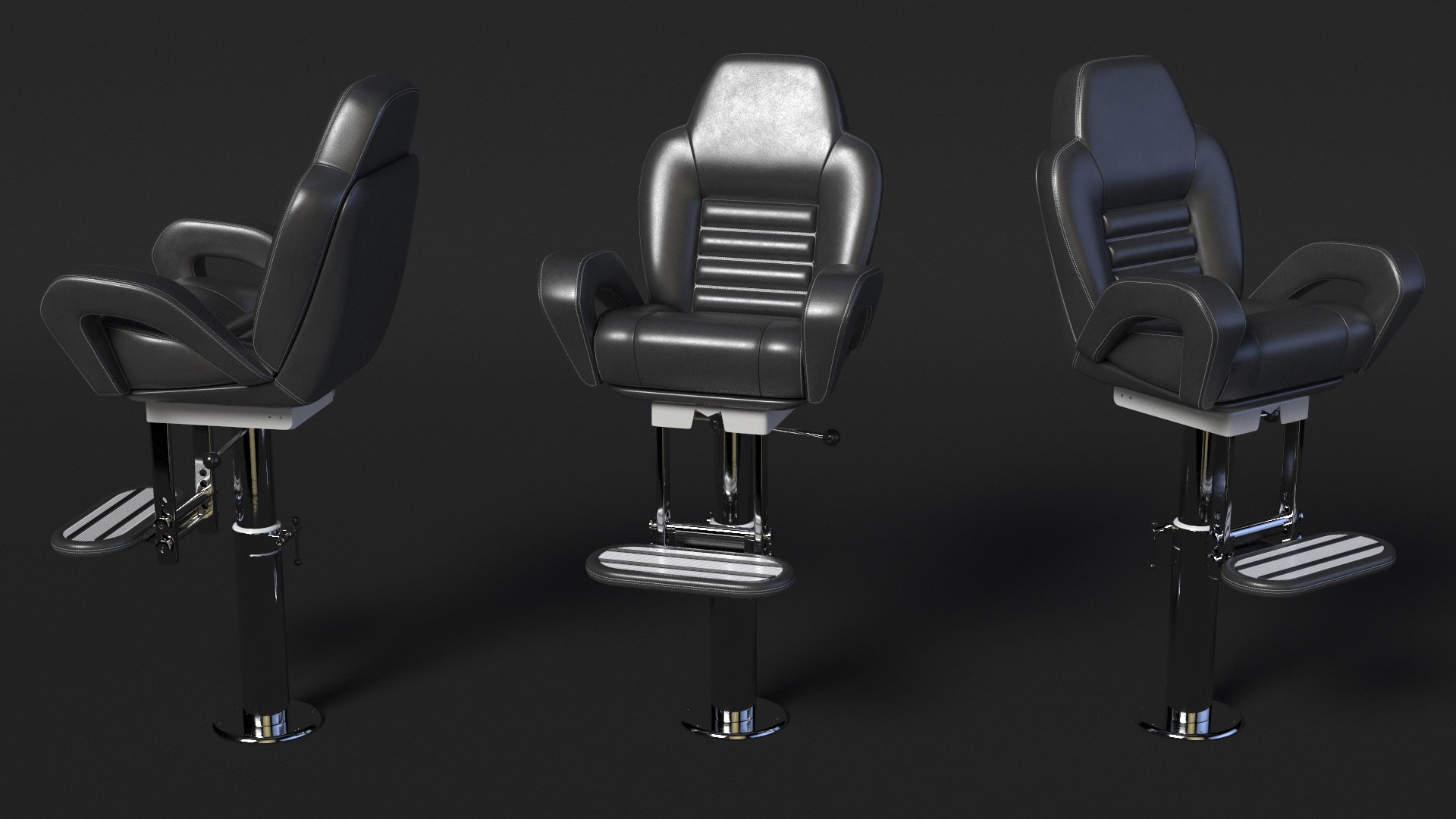 3D Captain Helm Chair With Footrest Black - TurboSquid 2337837