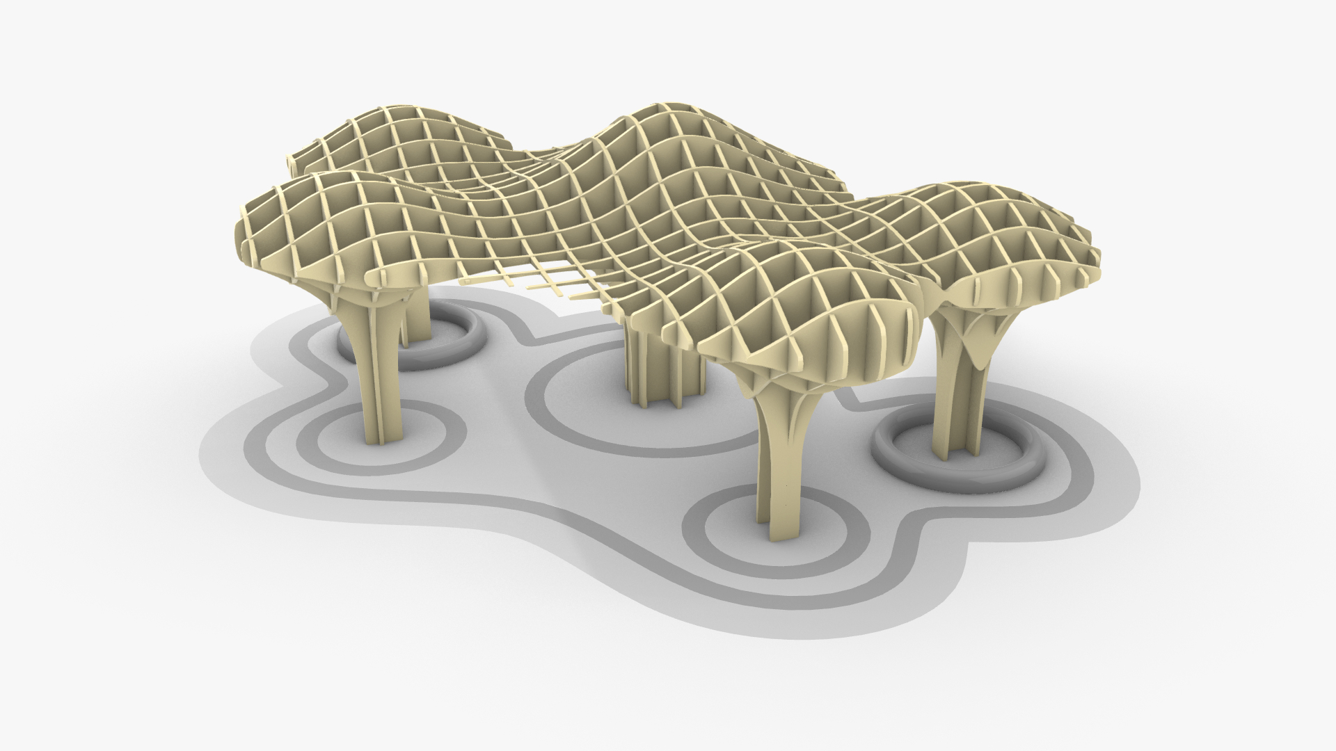 3D Waffle Structure Complex Canopy Model - TurboSquid 1969262