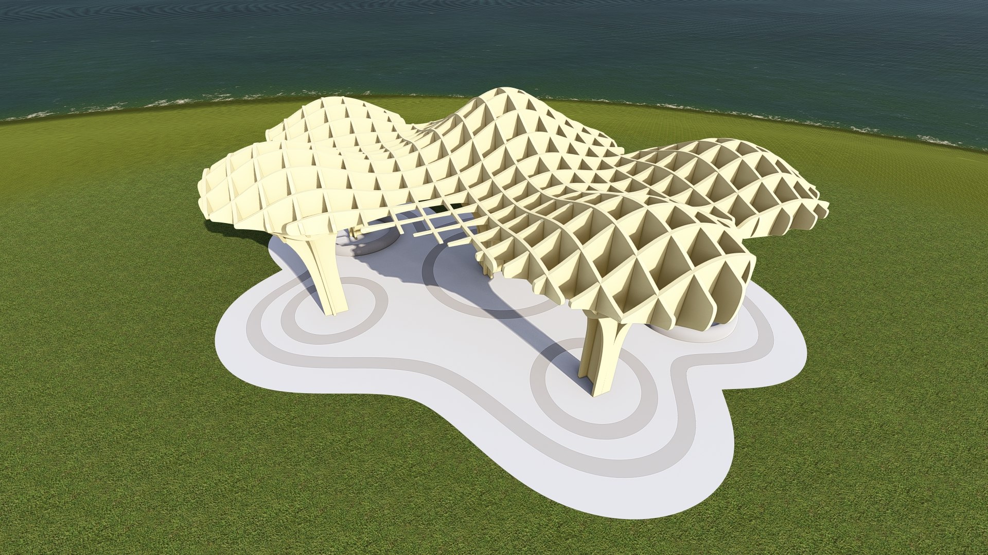 3D Waffle Structure Complex Canopy Model - TurboSquid 1969262