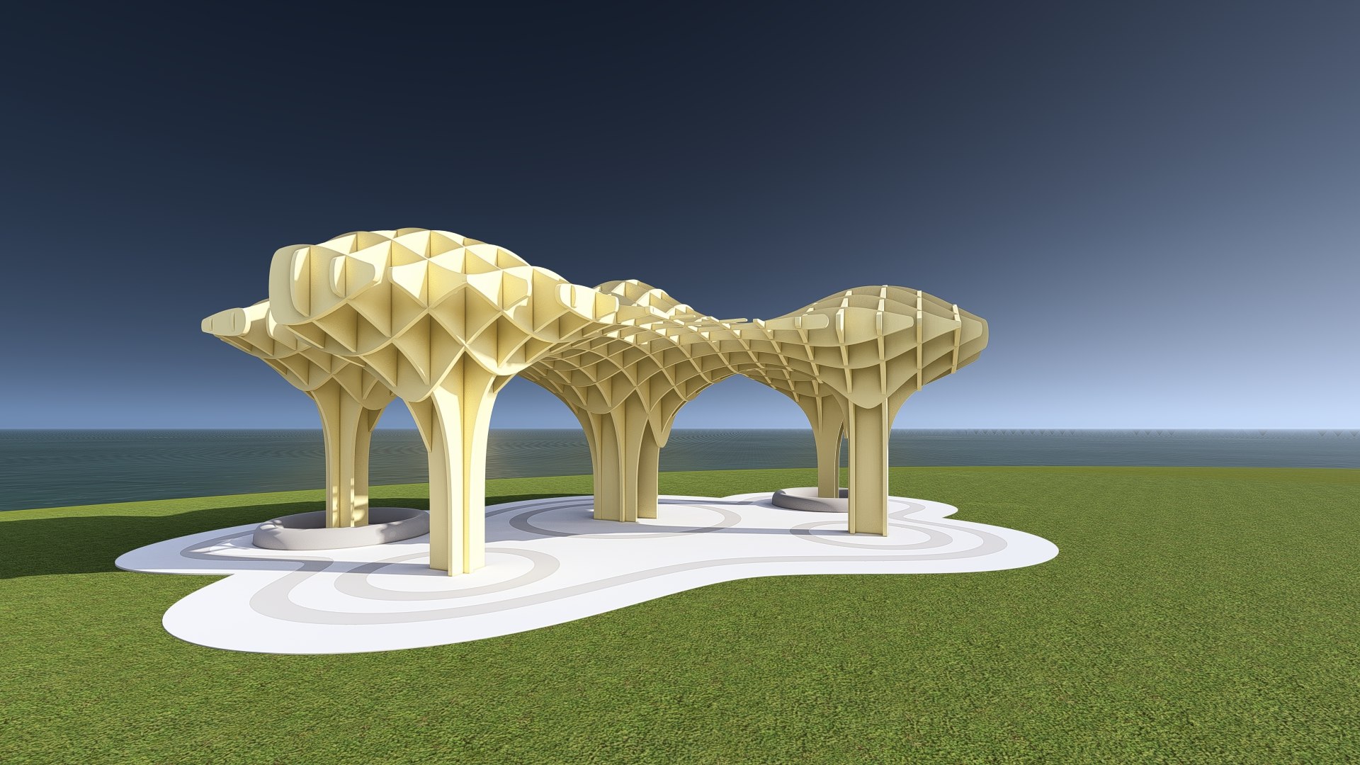 3D Waffle Structure Complex Canopy Model - TurboSquid 1969262