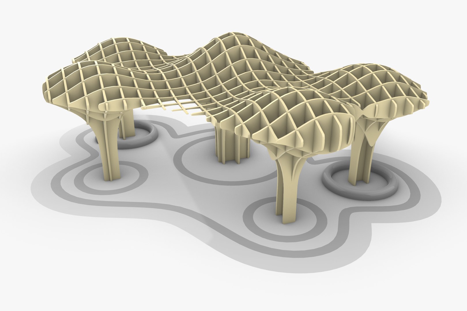 3D Waffle Structure Complex Canopy Model - TurboSquid 1969262