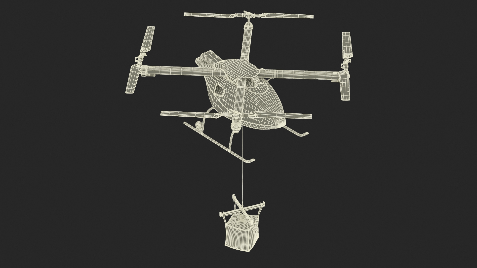 3D Aerial Cargo Delivery Drone With Suspended Load - TurboSquid 2393355