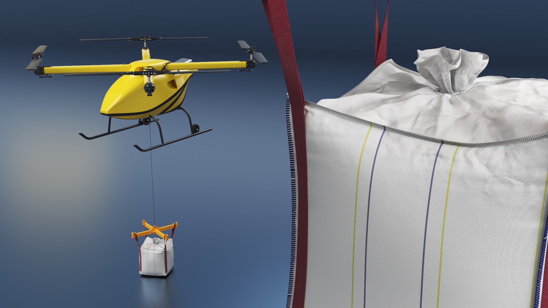 3D Aerial Cargo Delivery Drone With Suspended Load - TurboSquid 2393355