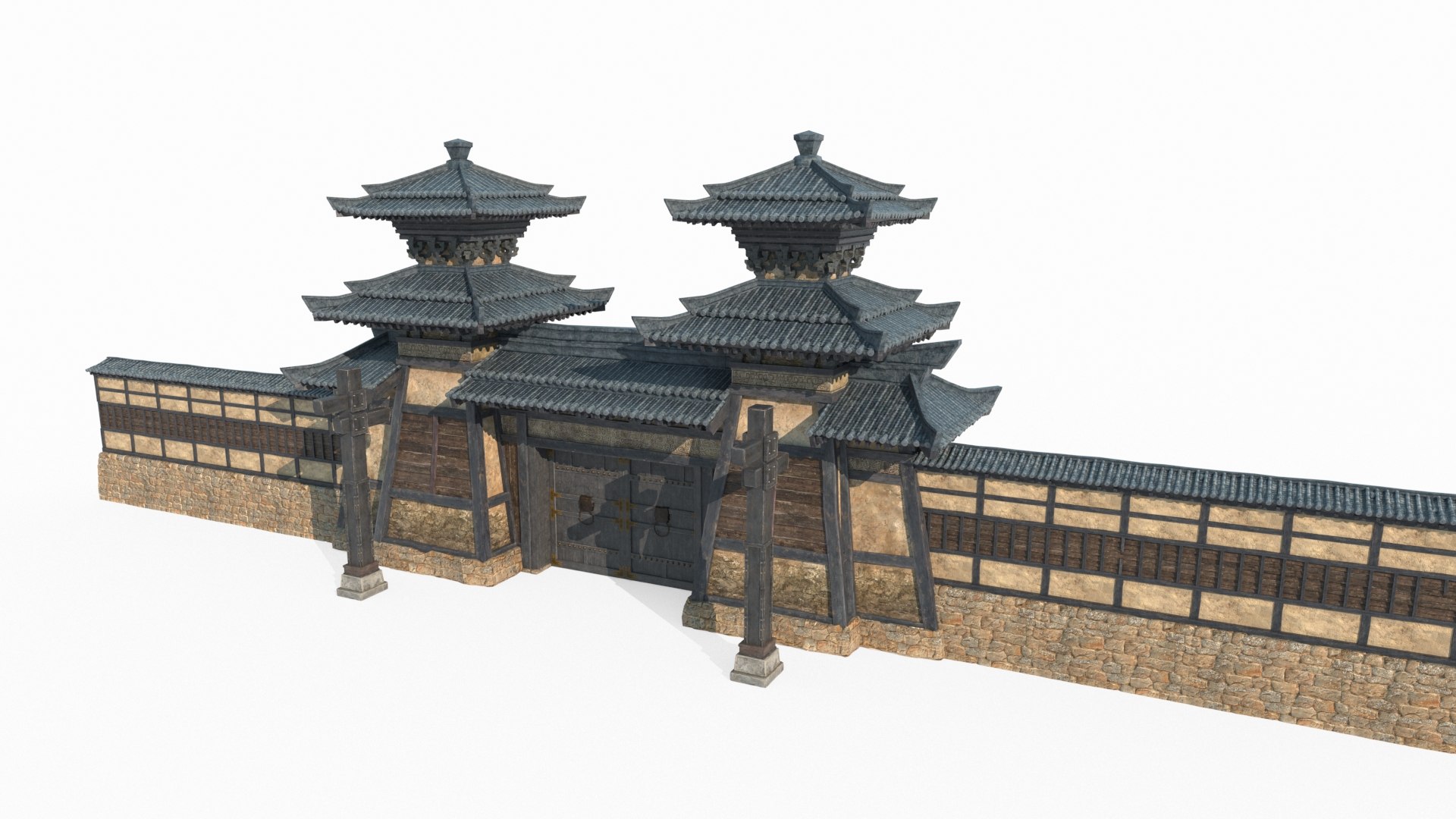 Ancient Asian Architecture Palace Gates 3D - TurboSquid 2367645