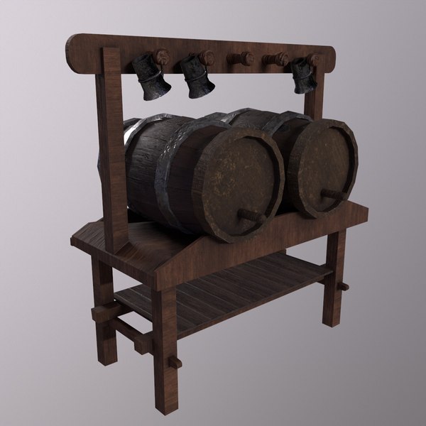 Bar - Barrel - Glass - Table Game Ready Low Poly 3D 模型 Low-poly 3D 模型3D ...