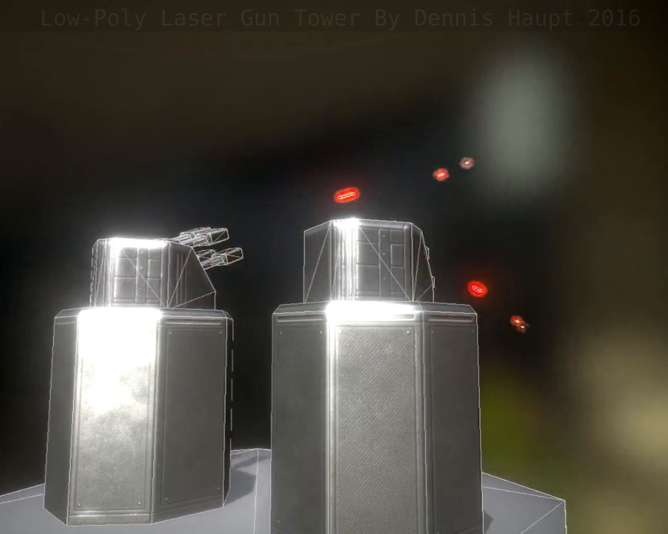 3d Model Low-poly Laser Gun Tower