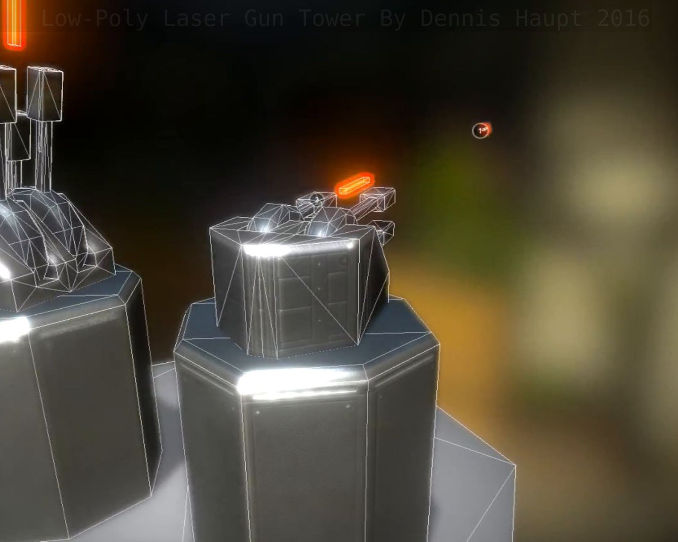 3d model low-poly laser gun tower