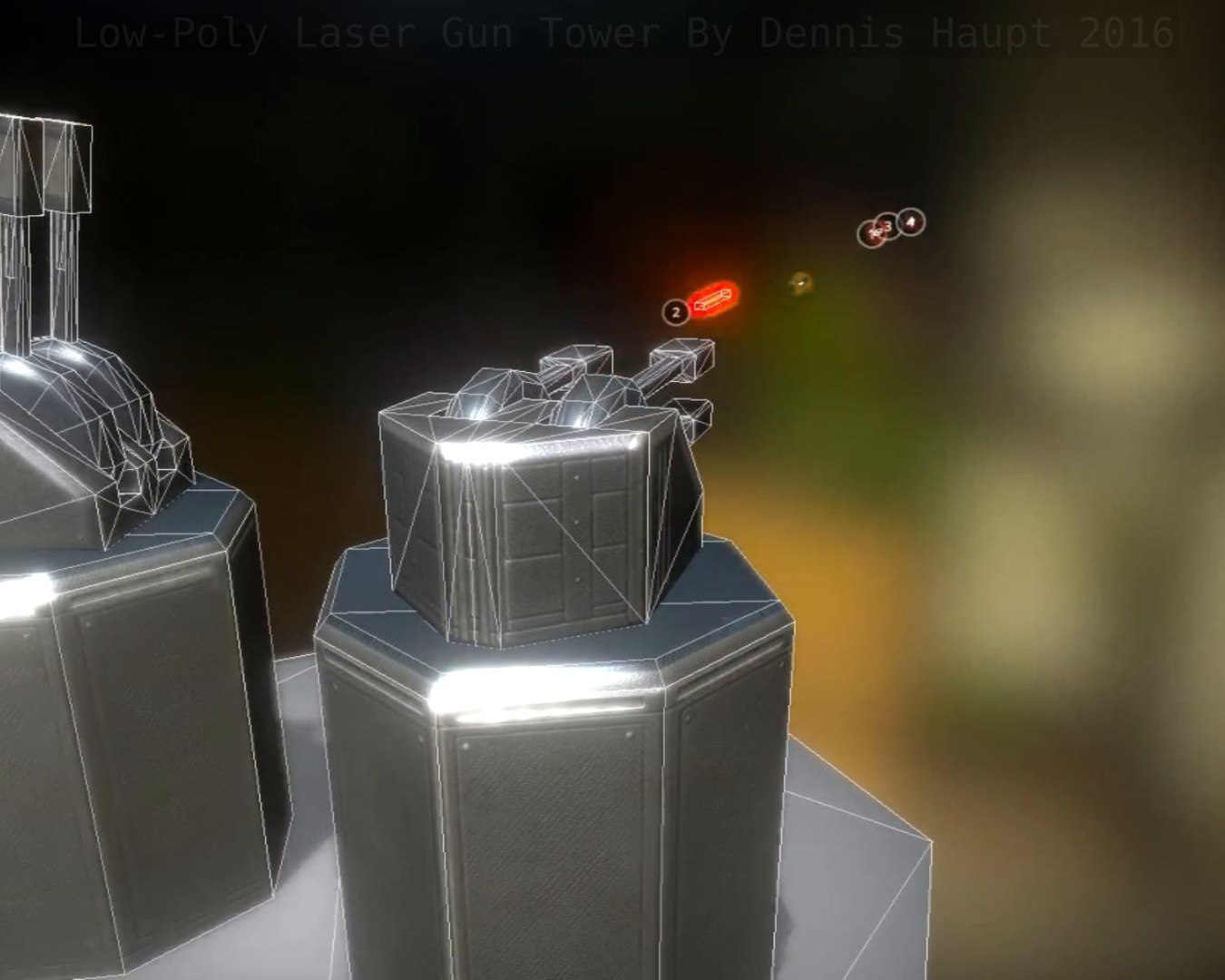 3d model low-poly laser gun tower