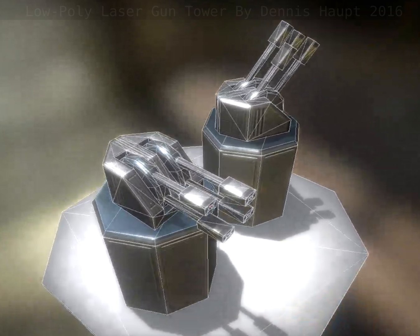 3d Model Low-poly Laser Gun Tower
