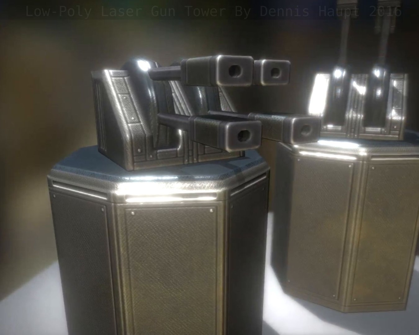 3d model low-poly laser gun tower