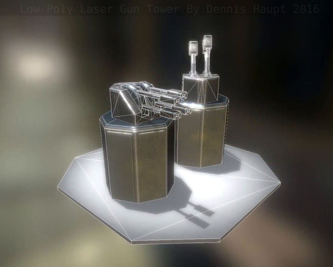 3d Model Low-poly Laser Gun Tower