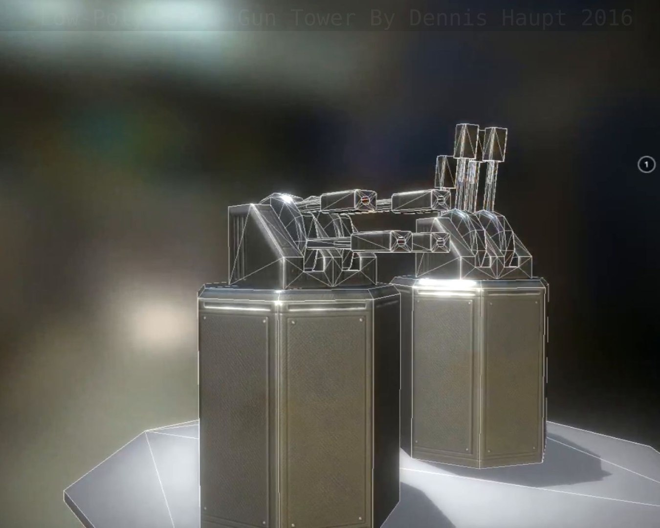 3d model low-poly laser gun tower