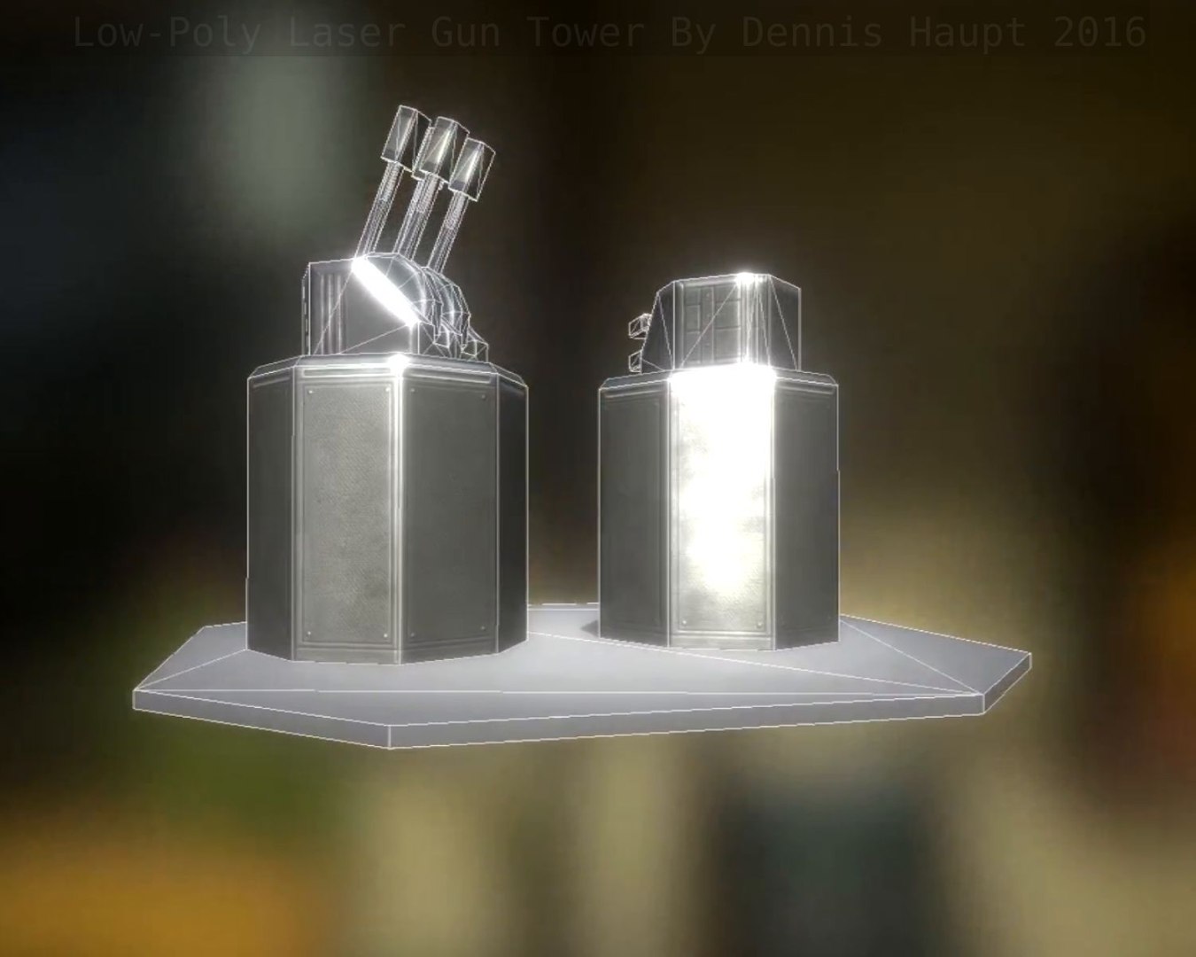 3d Model Low-poly Laser Gun Tower