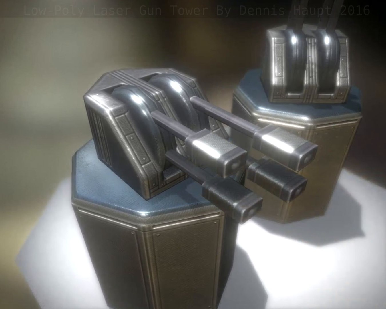 3d Model Low-poly Laser Gun Tower