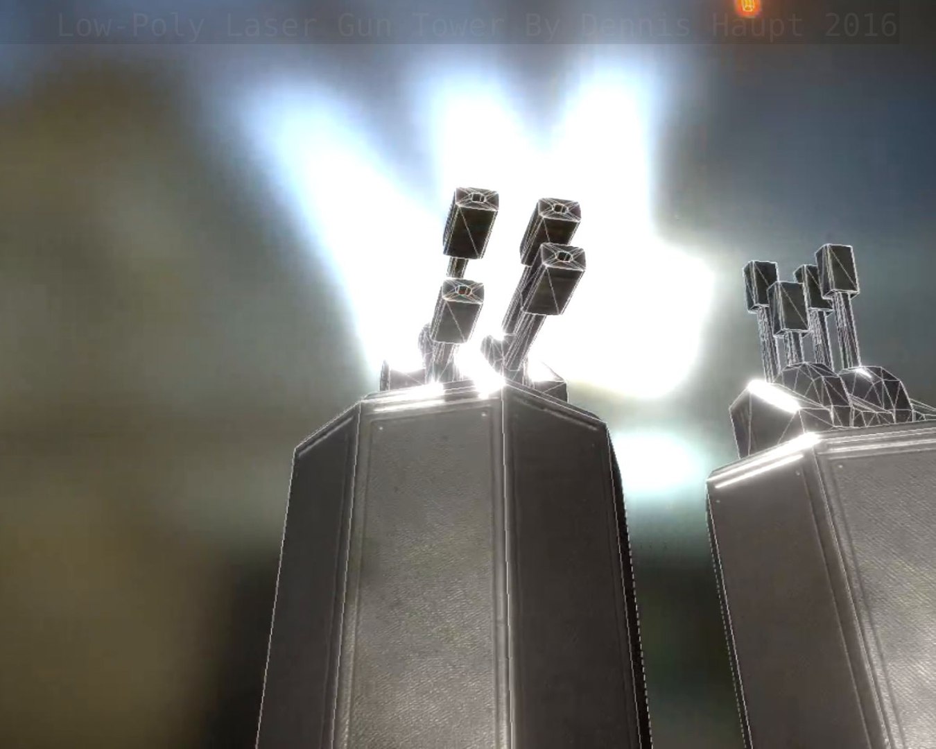 3d Model Low-poly Laser Gun Tower