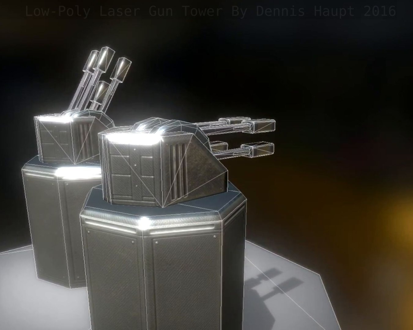 3d Model Low-poly Laser Gun Tower