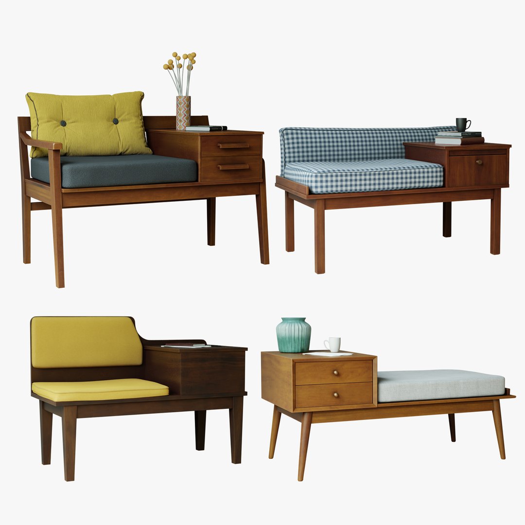 3D Vintage Telephone table set model - TurboSquid 1965605