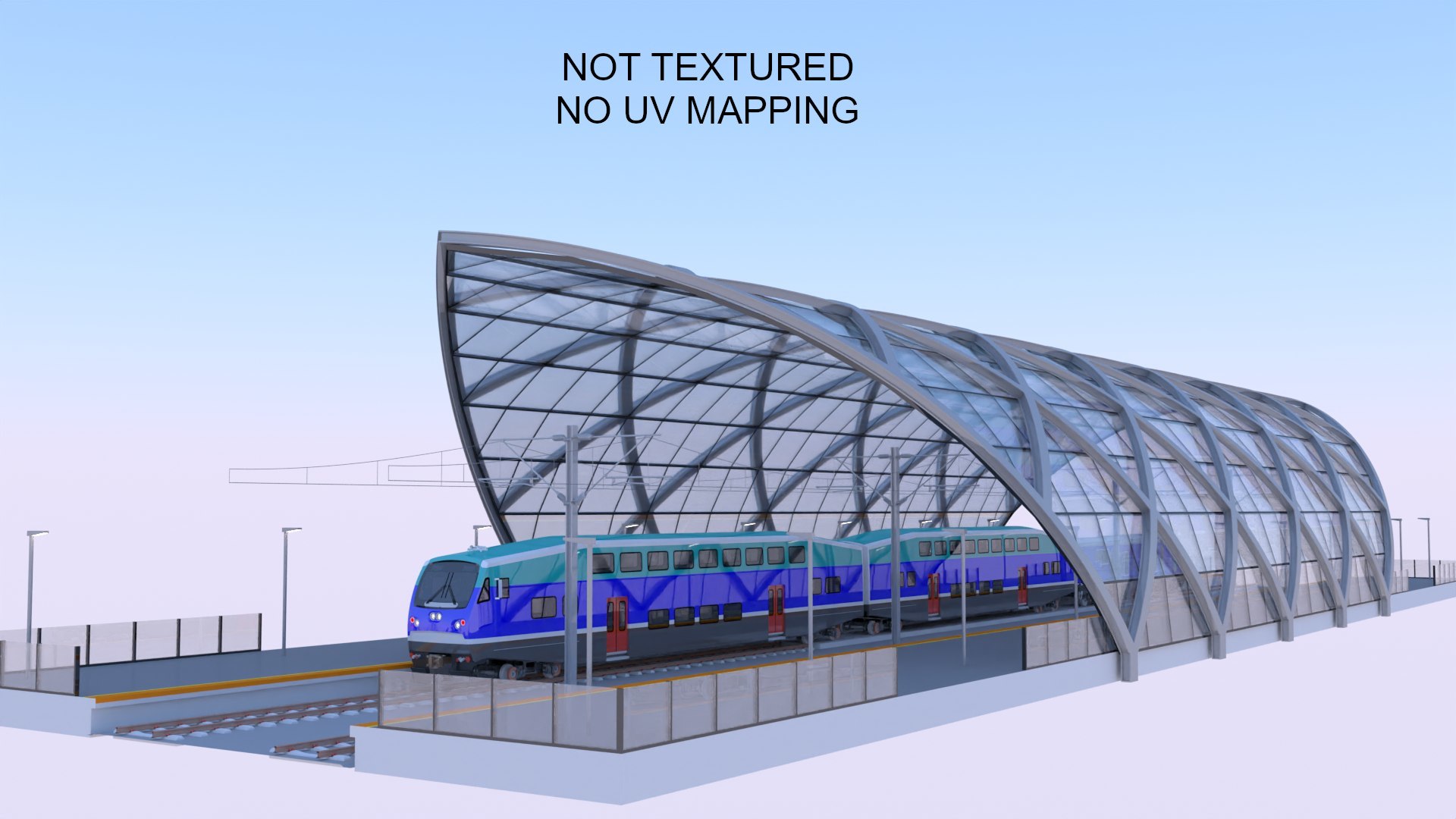 3D Model BiLevel Train Stations Viaduct - TurboSquid 2396822