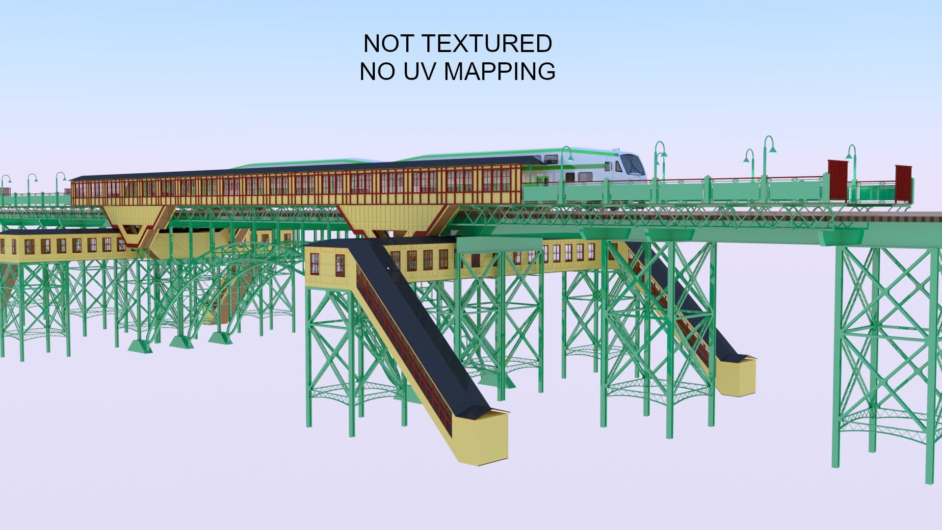 3D Model BiLevel Train Stations Viaduct - TurboSquid 2396822