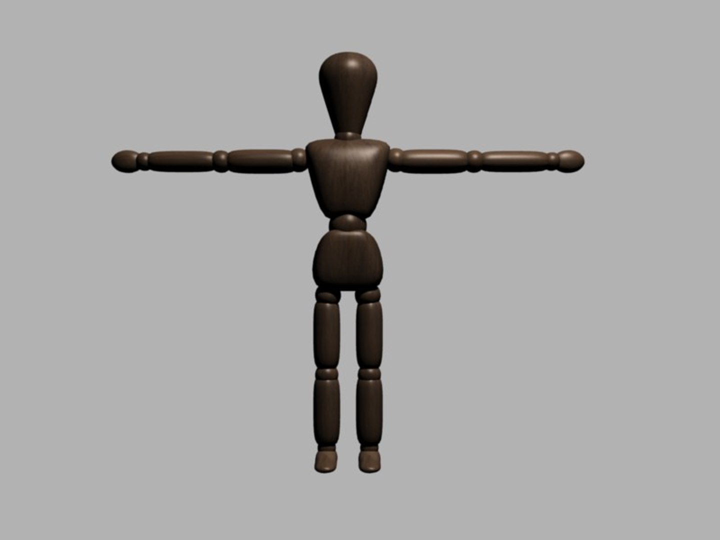 wooden mannequin rigged 3d model